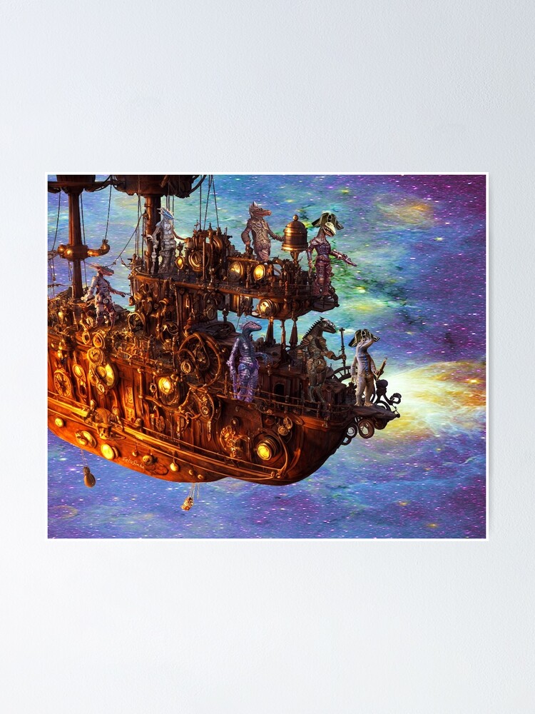 "Lizard Pirate Ship" Poster for Sale by felissimha | Redbubble