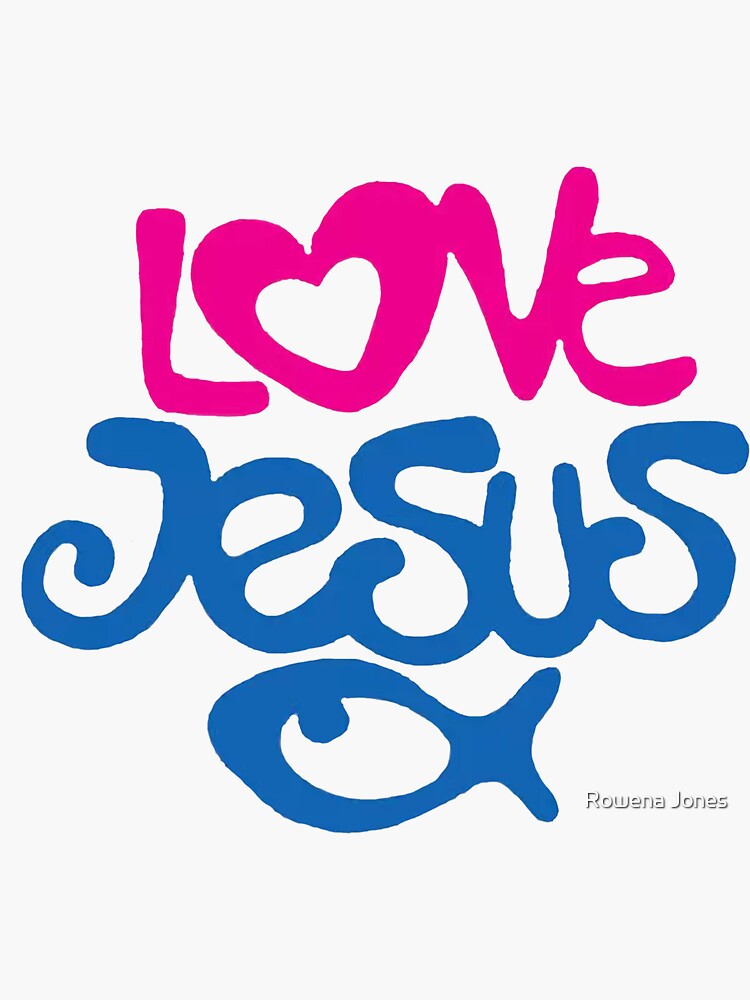 Pegatina « Ama a Jesús con el símbolo del pez BLK» de smartnet77 ...