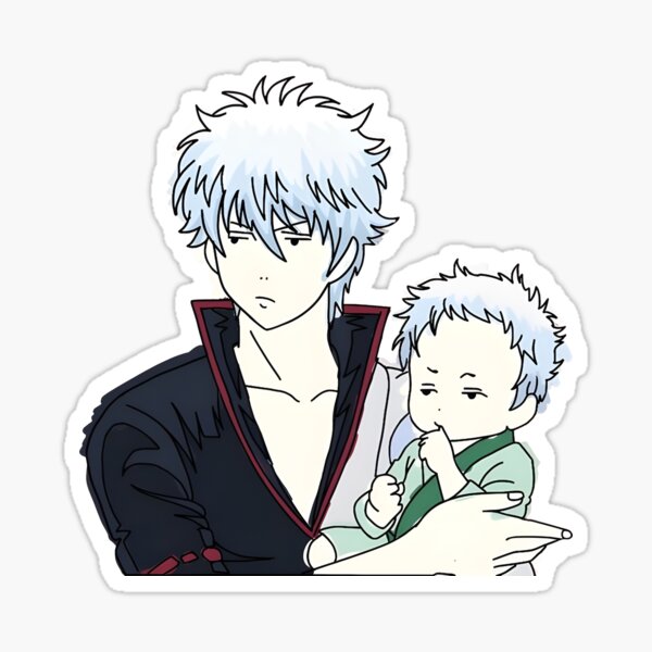 "Gintoki with baby" Sticker for Sale by DanutWiest | Redbubble