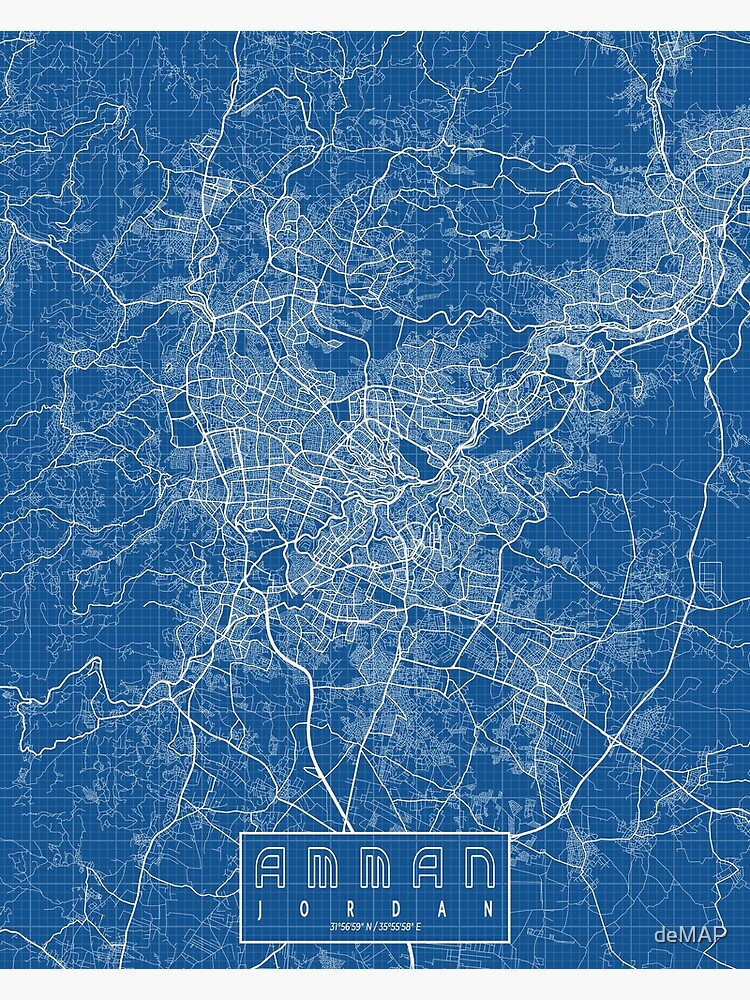 "Amman City Map of Jordan - Blueprint" Poster for Sale by deMAP | Redbubble
