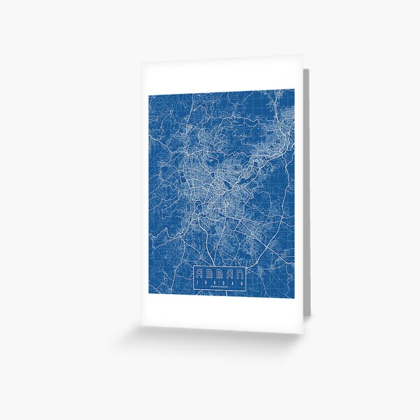 "Amman City Map of Jordan - Blueprint" Greeting Card for Sale by deMAP ...