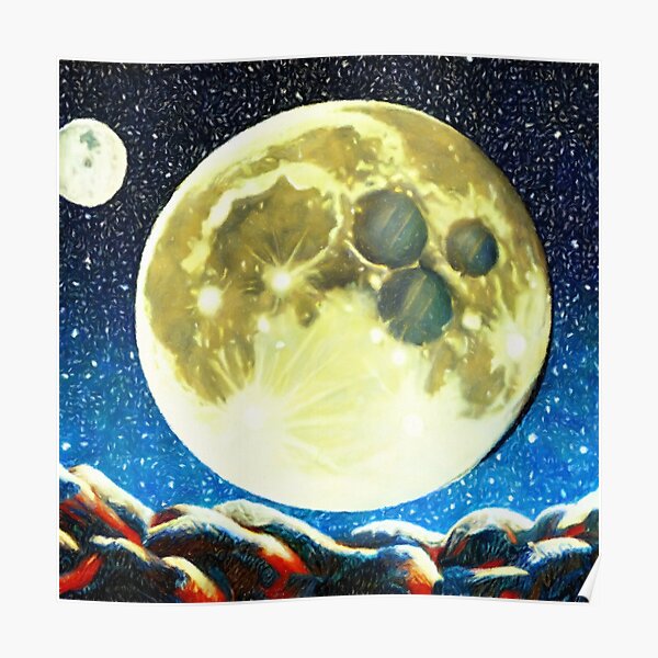 "Detailed Full Moon Color Pencil Digital Art" Poster for Sale by Zeph1 ...