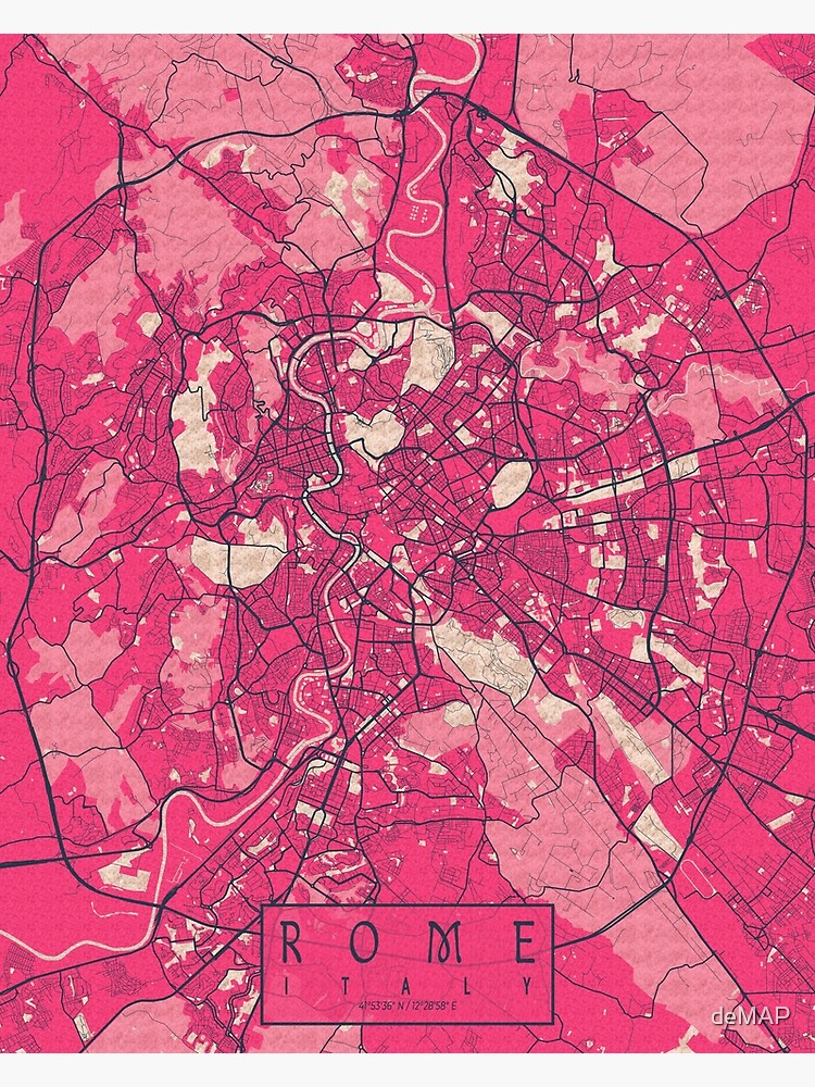 "Rome City Map of Italy - Blossom" Poster for Sale by deMAP | Redbubble
