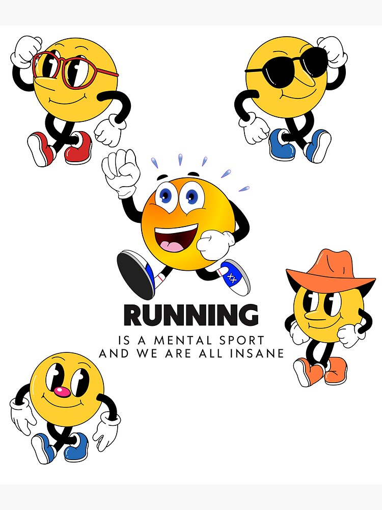 "Running is a mental sport and we are all insane- Emoji" Sticker for ...