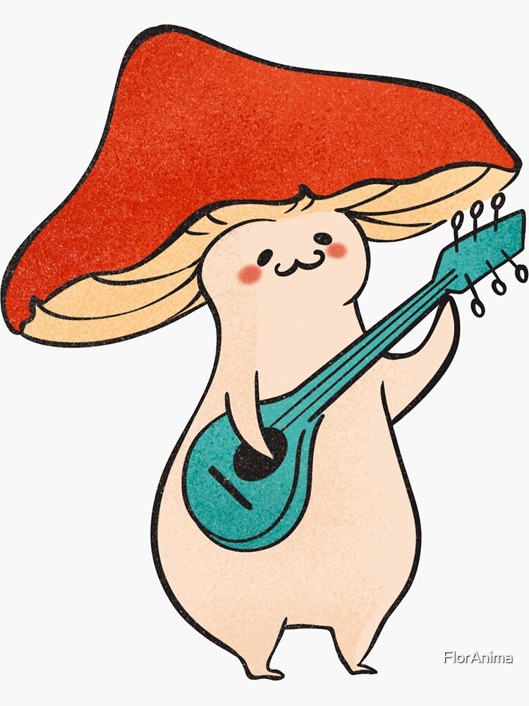 "Mushroom playing musical instrument" Sticker for Sale by FlorAnima ...