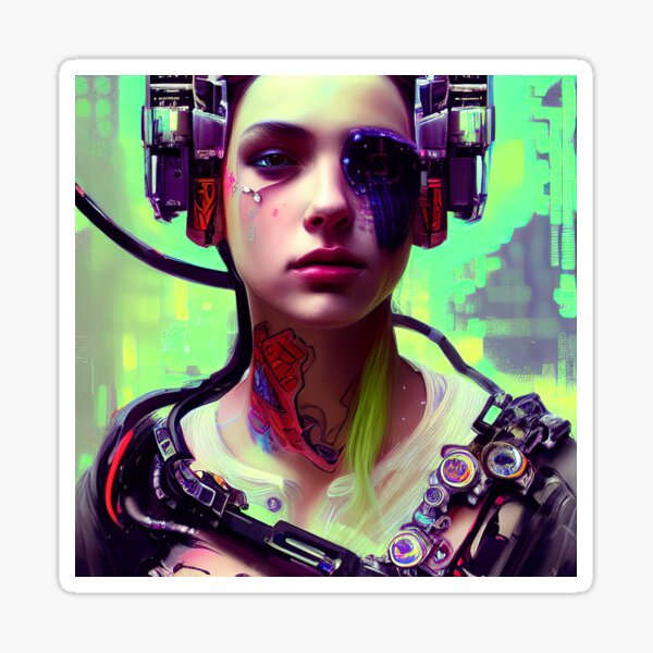 "rebellious young girl in futuristic outfit" Sticker for Sale by ...