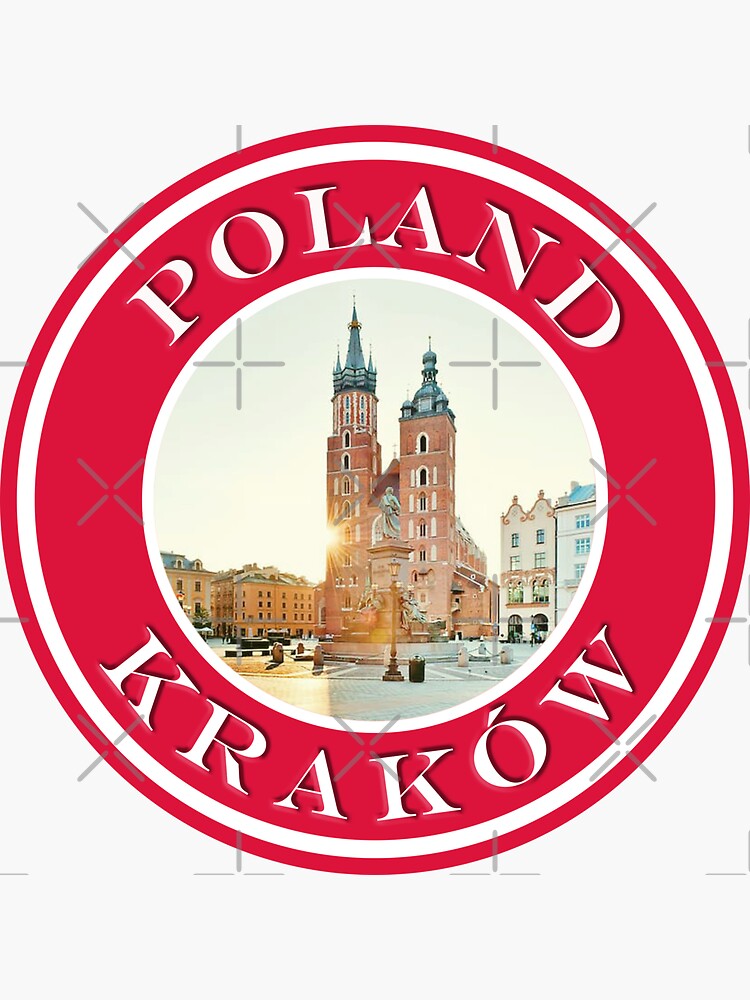 "Poland Krakow Main Square Sunset - Passport Stamps Collection" Sticker ...