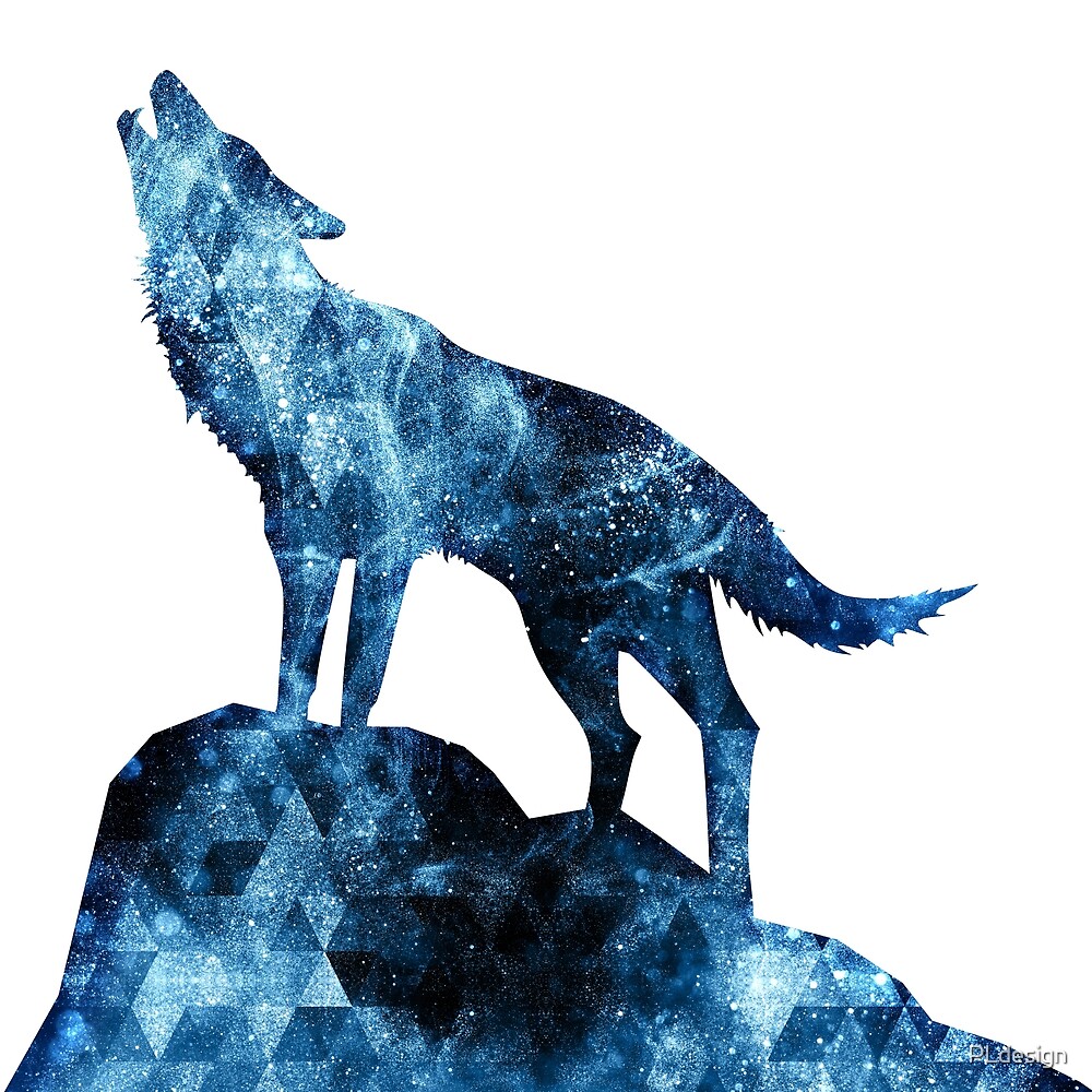 "Howling Wolf blue sparkly smoke silhouette" by PLdesign | Redbubble
