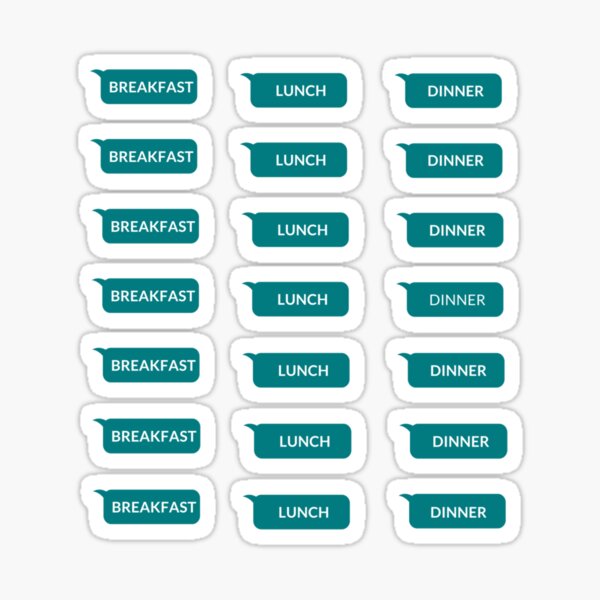 "Planner stickers 1 - breakfast, lunch, dinner" Sticker for Sale by ...