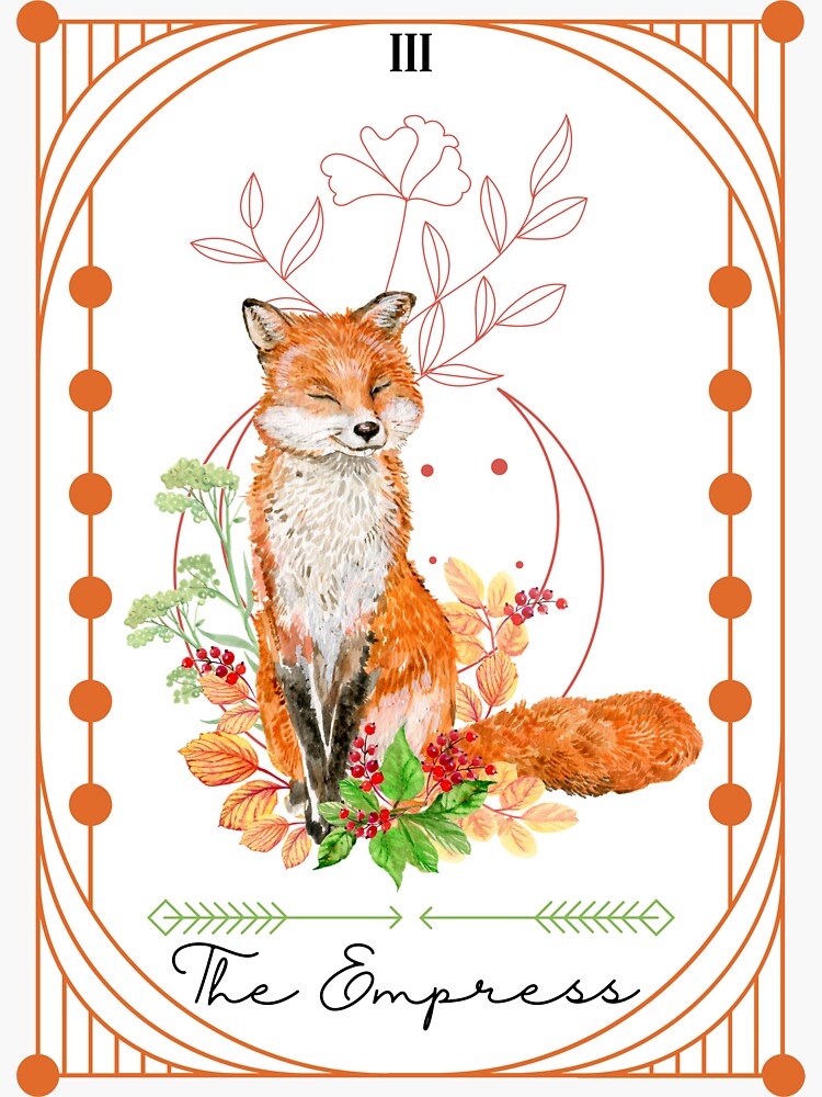 "The Empress Fox Tarot Card" Sticker for Sale by Spiritualista | Redbubble