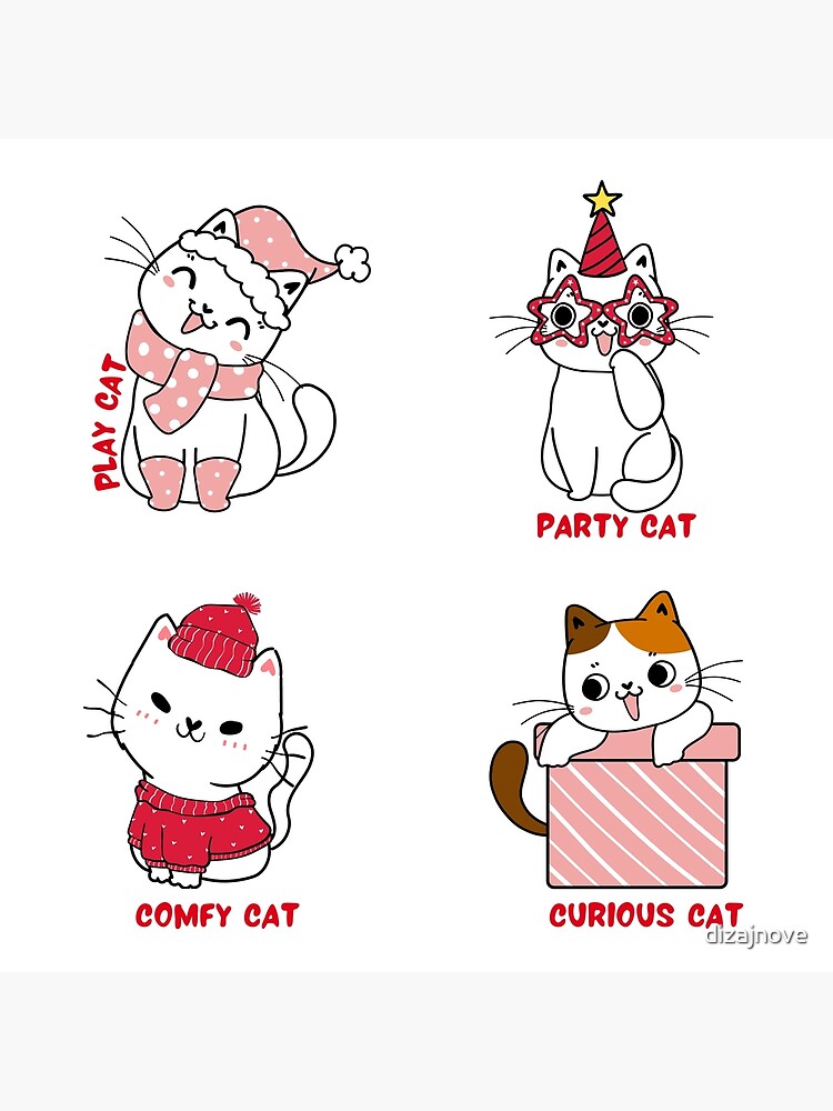 "Cute Christmas cats sticker sheet" Poster for Sale by dizajnove ...