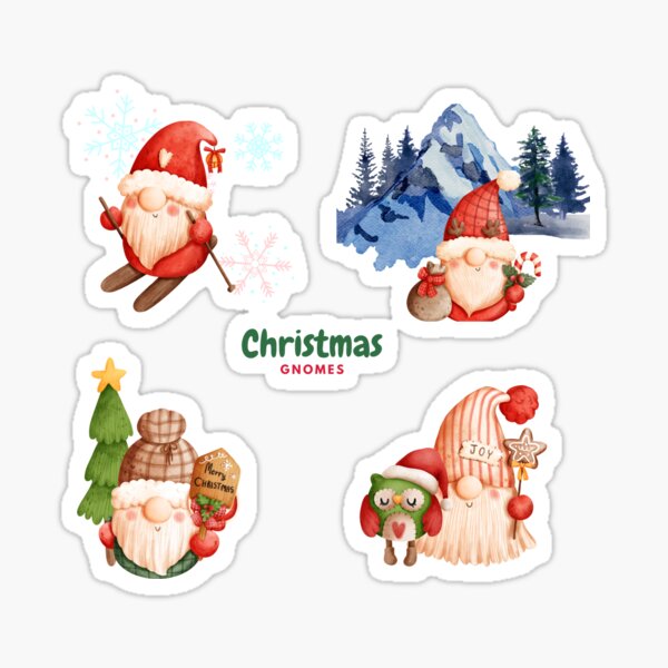 "Christmas gnomes sticker sheet" Sticker for Sale by dizajnove | Redbubble