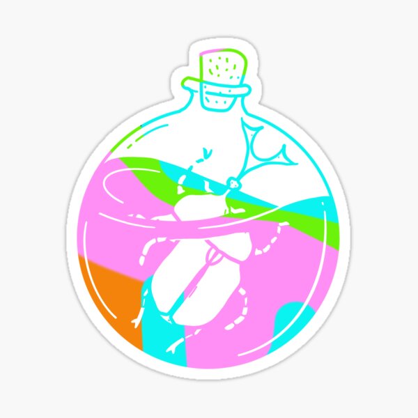 "Deer horn bug inside of a round potion vile cute gift" Sticker for ...