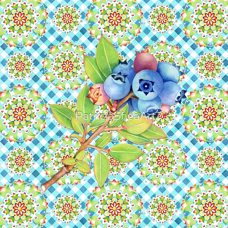 "Maine Blueberry Gingham Mandala" by PatriciaSheaArt | Redbubble