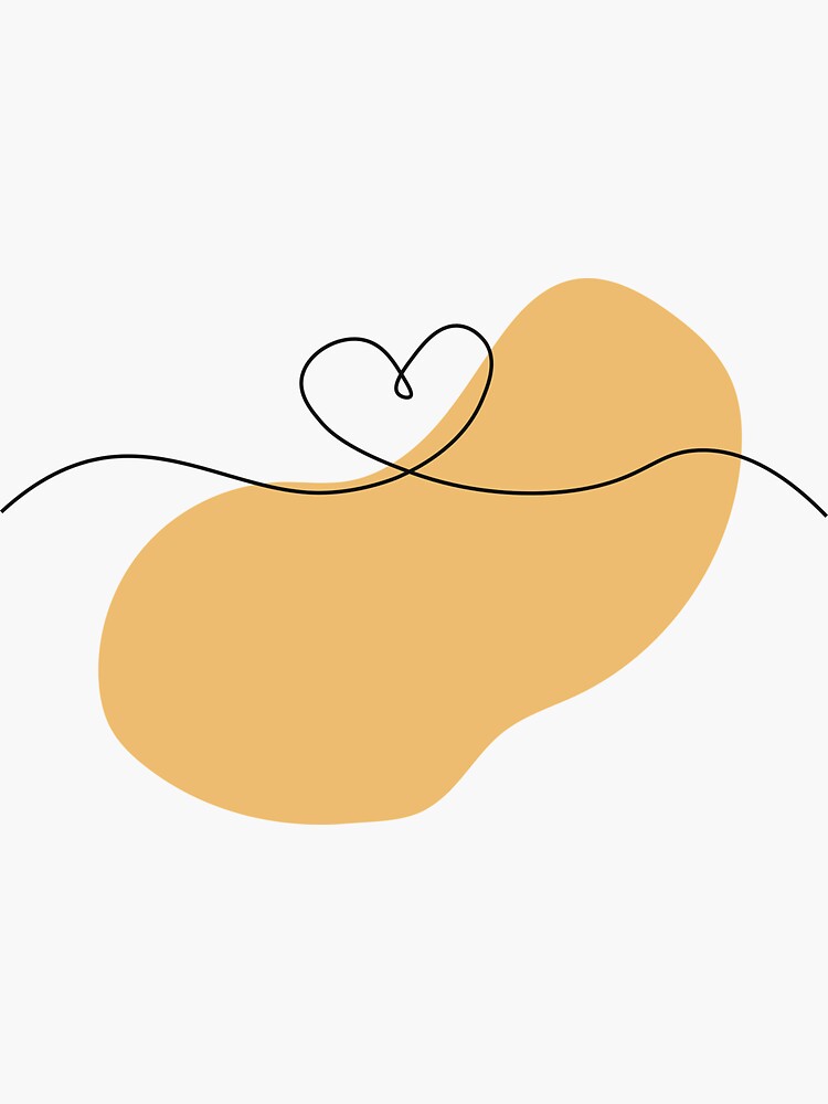 " Minimalist love wave energy line art work brown . Love" Sticker for ...