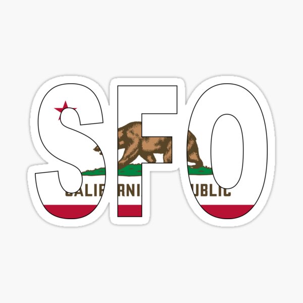 "SFO - San Francisco, California | Airport Code & Flag " Sticker for ...