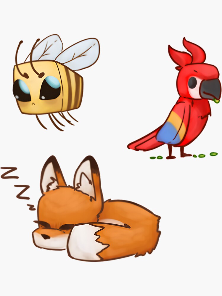 "Minecraft Parrot, Bee, and Fox set Classic " Sticker for Sale by ...