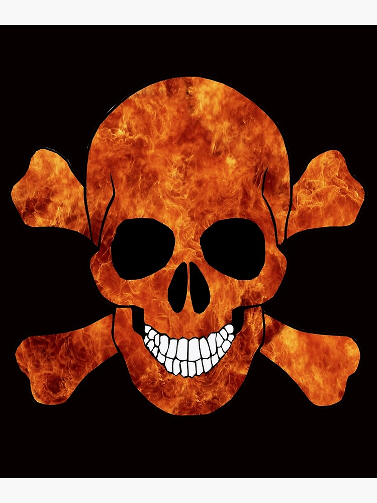 "Orange Flaming Skull And Crossbones" Poster for Sale by Atteestude ...