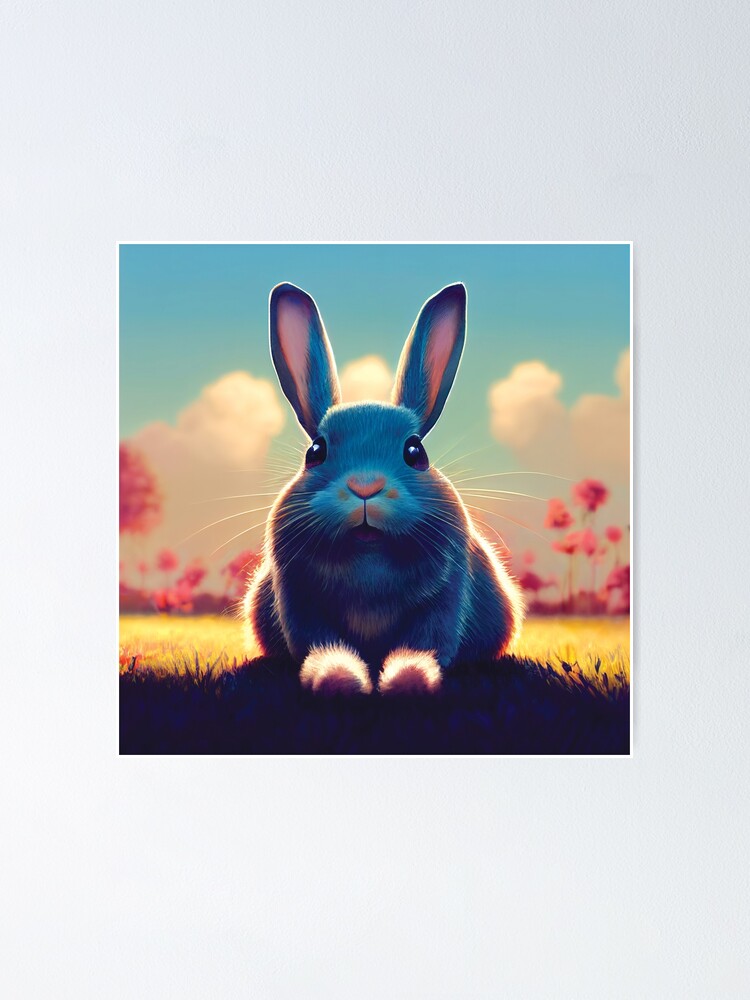 "Cute Fluffy Bunny Art" Poster for Sale by Geminiartstudio | Redbubble