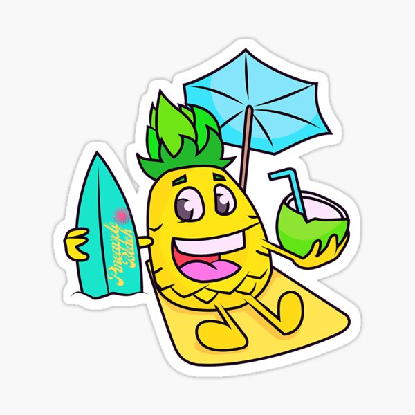 "Pineapple On The Beach" Sticker for Sale by AphroditeForest | Redbubble