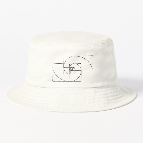 "Golden Ratio Spiral Fibonacci Sequence Cyclone Sketch " Bucket Hat for ...