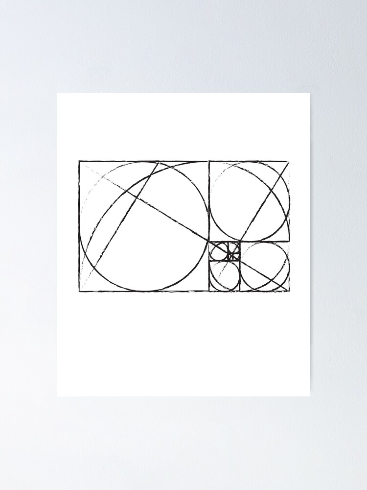 "Golden Ratio Spiral Fibonacci Sequence Circles and Squares Sketch ...