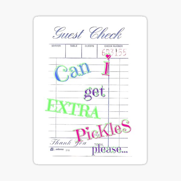 "Pickles Guest check art " Sticker for Sale by Khaosbykait | Redbubble