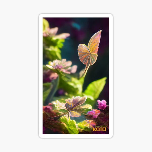 "Magic Garden with Unreal Flowers anf Butterfly" Sticker for Sale by ...