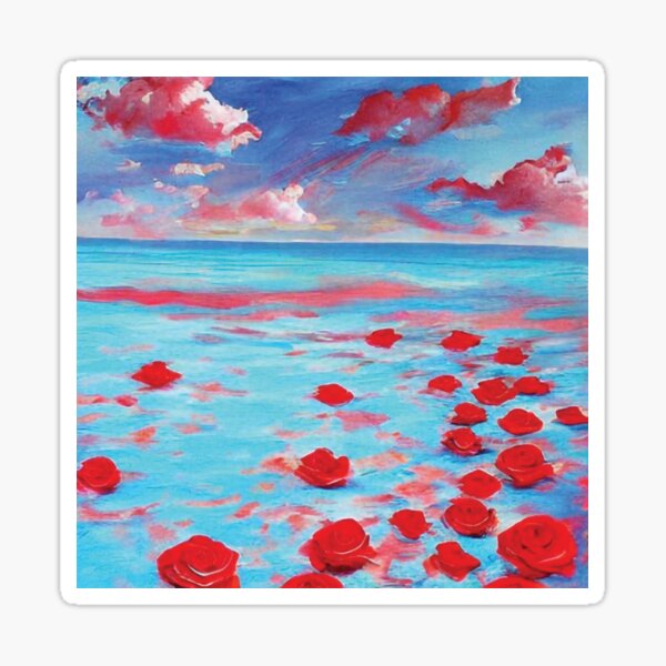 "Bright and energetic vivid Rose dream painting of the sea. With pink ...