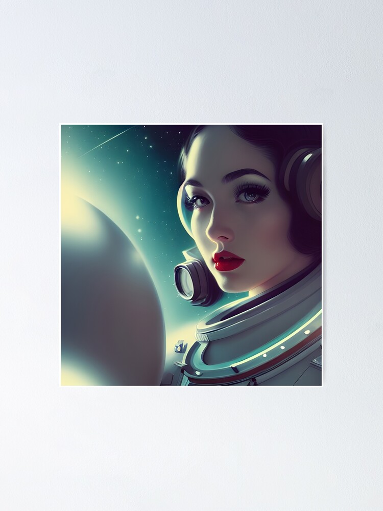 "Retro Pinup Girl Astronaut " Poster for Sale by GothicArtistry | Redbubble