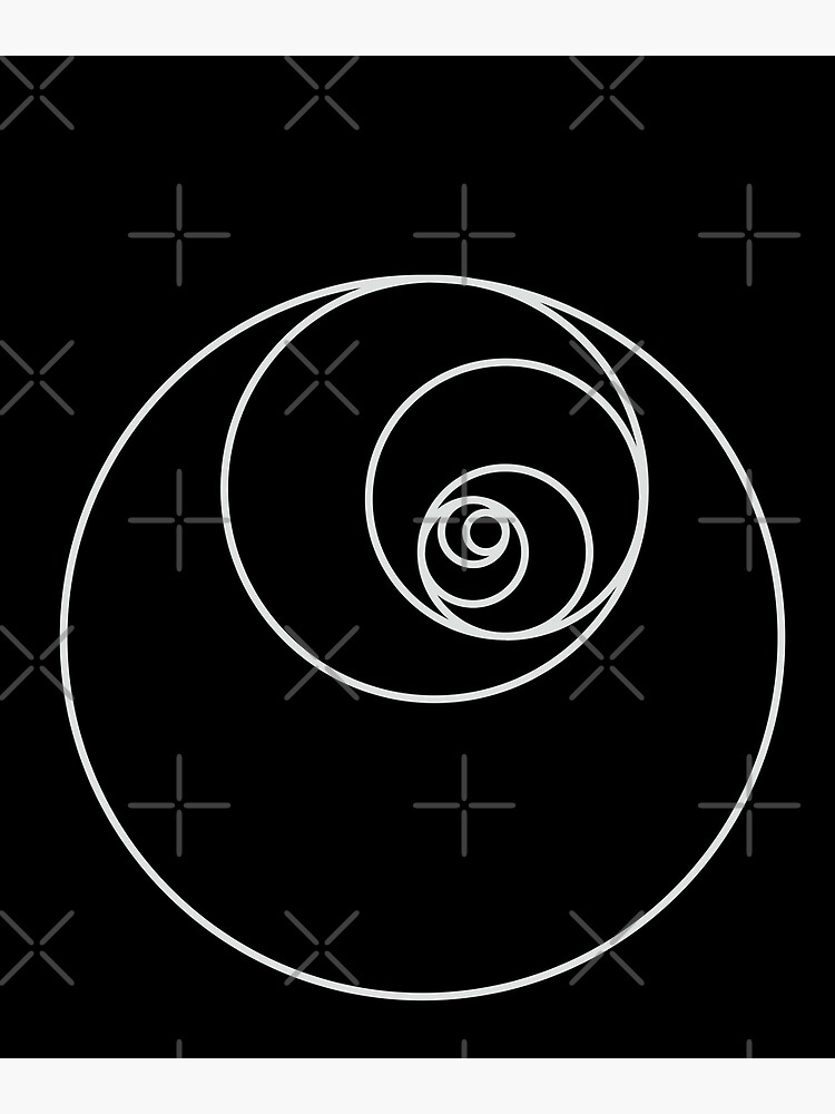 "Black Golden Ratio Spiral Fibonacci Sequence Circles" Poster for Sale ...