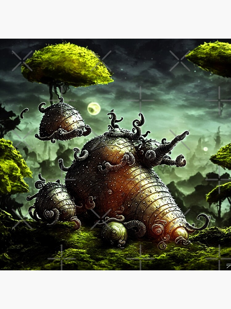 "A very spiky alien battlesnail with tentacles and friends in alien ...