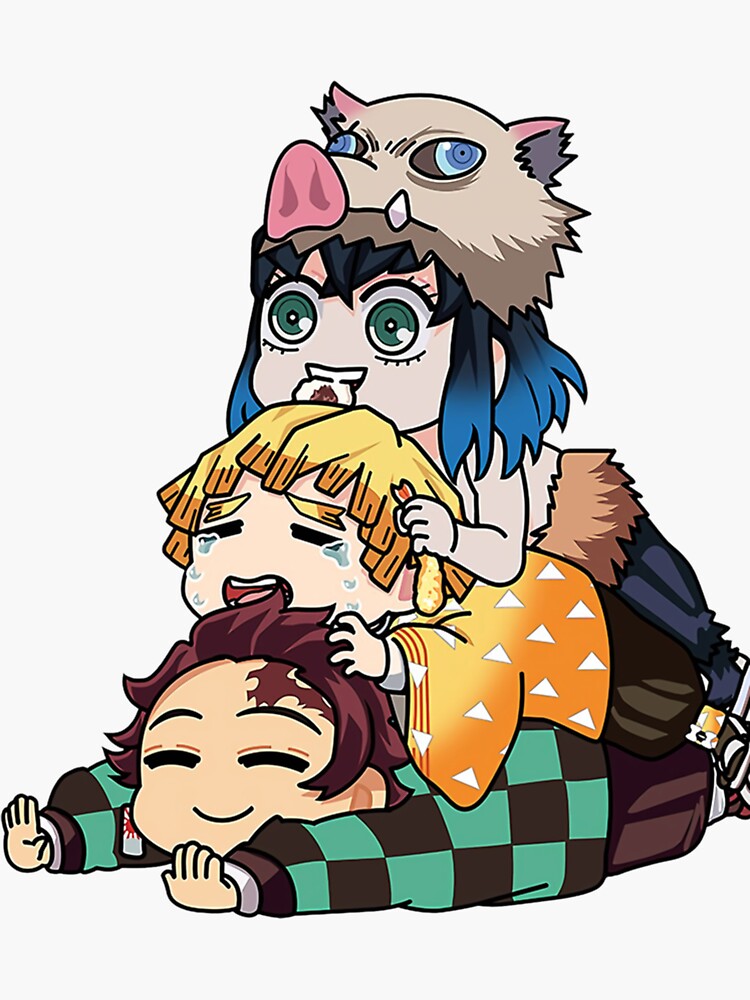 Pegatina «Demon Slayer Kimetsu no Yaiba Tanjiro, Zenitsu e Inosuke ...