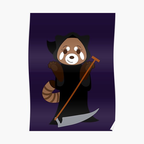 "Red panda disguised as a grim reaper for Halloween" Poster for Sale by ...