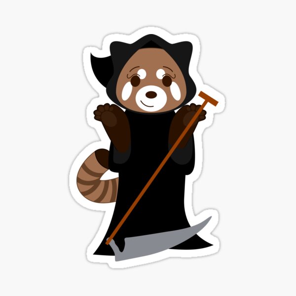 "Red panda disguised as a grim reaper for Halloween" Sticker for Sale ...