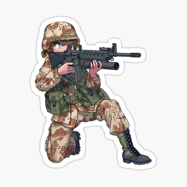 "Funny Gift Military Anime Cute Gun Simple Mistakes Boys Girls" Sticker ...