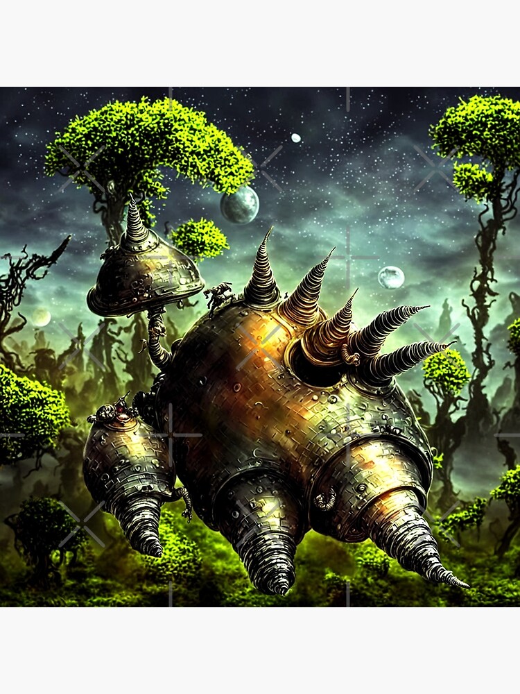 "A spiky alien battlesnail with a trunk and umbrella antenna in alien ...