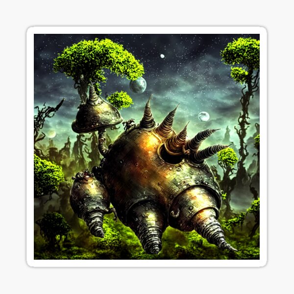 "A spiky alien battlesnail with a trunk and umbrella antenna in alien ...