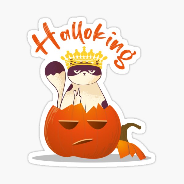 "Cat Pumpkin Halloking Peace Sign Halloween" Sticker for Sale by ...