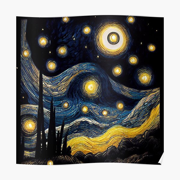 "Starry Night" Poster for Sale by vivekadarshana | Redbubble