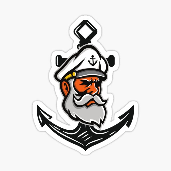 "Captain Anchor Ship Captain Boating Fisherman " Sticker for Sale by ...
