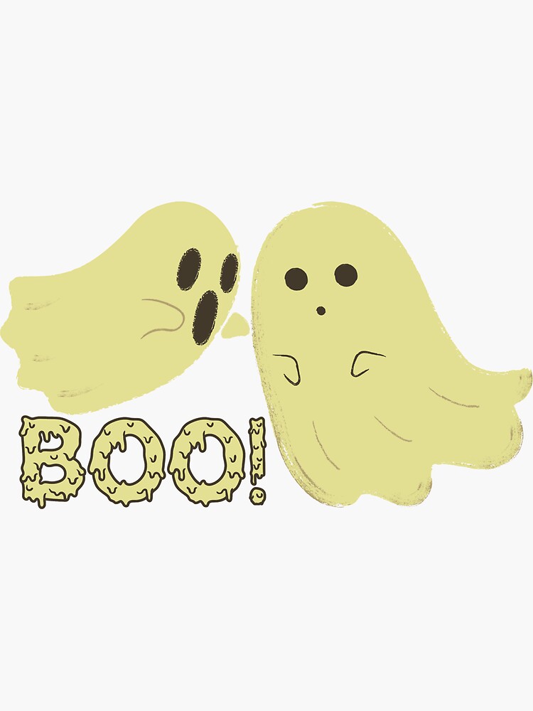 "Cute Halloween Ghost Scaring Another Ghost! Boo!" Sticker for Sale by ...