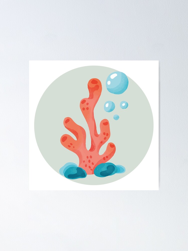 "Cute red reef with round color background" Poster for Sale by ...