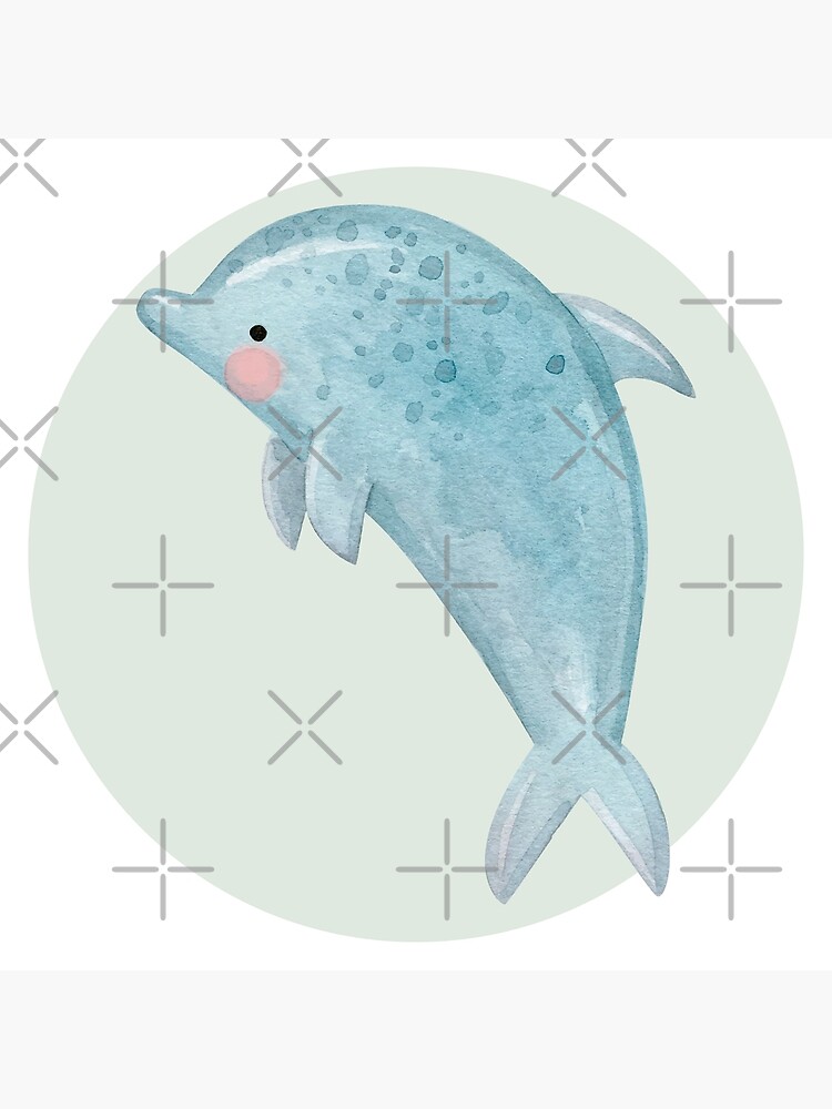"Cute dolphin with round color background" Poster for Sale by ...