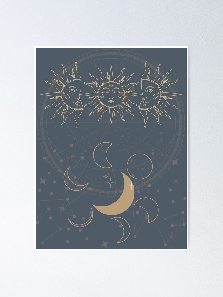 "Split Moon With Phases Of Moon Art - Celestial Art" Poster for Sale by ...