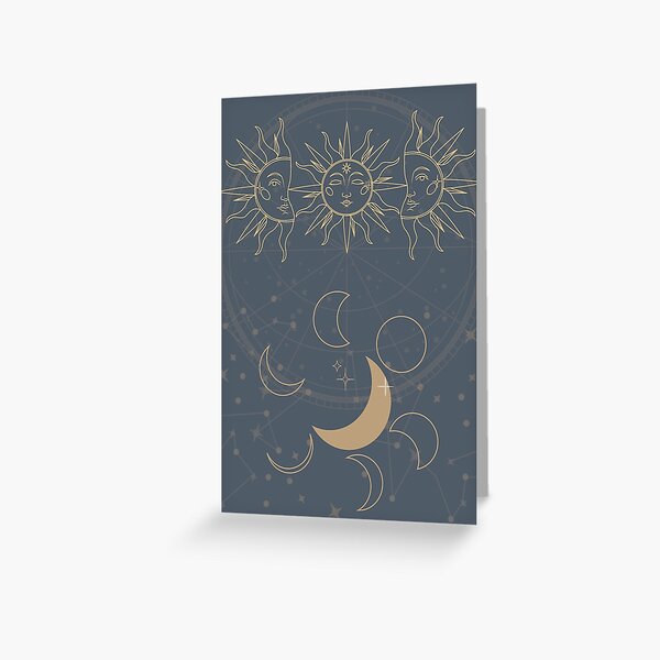 "Split Moon With Phases Of Moon Art - Celestial Art" Greeting Card for ...