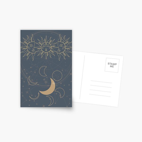 "Split Moon With Phases Of Moon Art - Celestial Art" Postcard for Sale ...