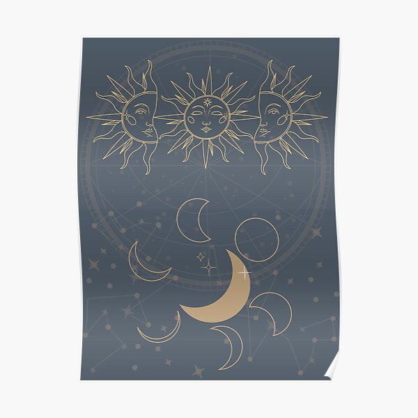 "Split Moon With Phases Of Moon Art - Celestial Art" Poster for Sale by ...