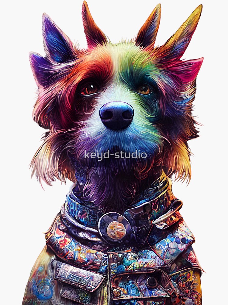 "punk rock dog colorful" Sticker for Sale by keyd-studio | Redbubble