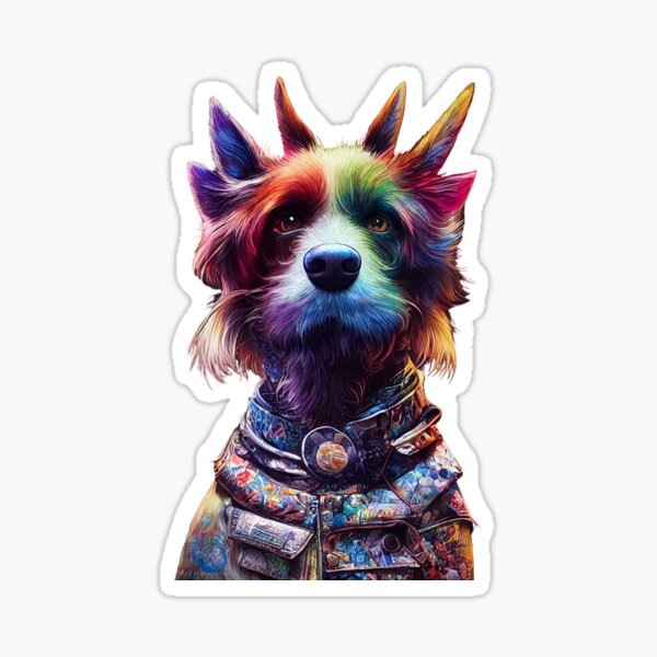 "punk rock dog colorful" Sticker for Sale by keyd-studio | Redbubble